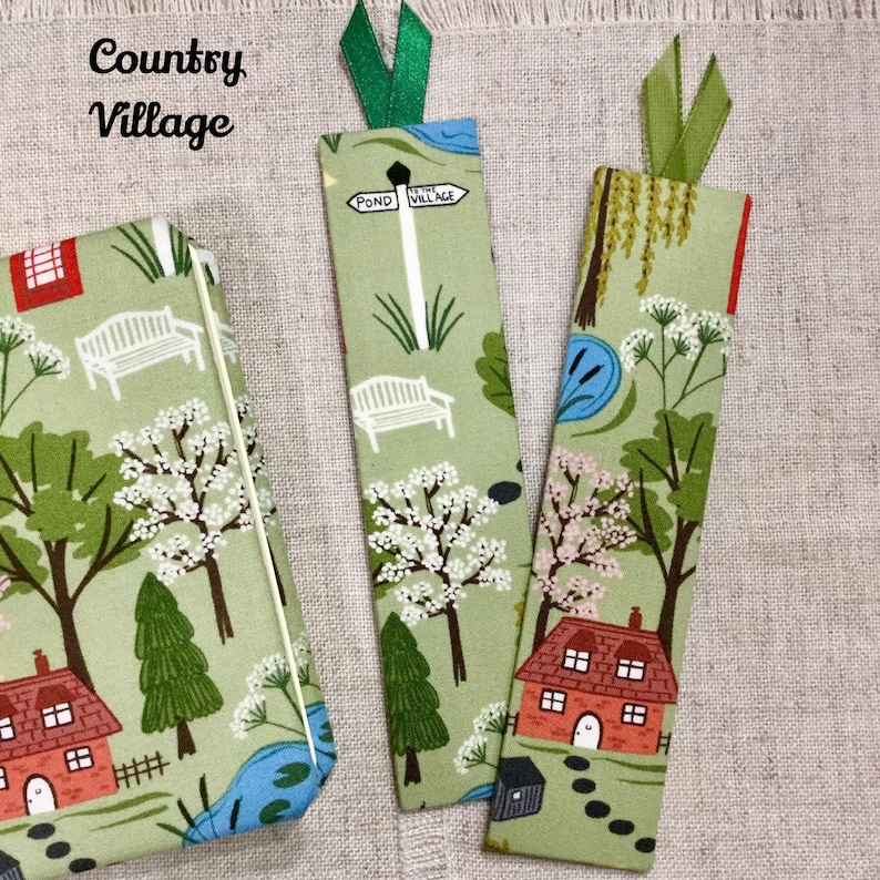 Countryside Bookmarks / Handmade Fabric Bookmarks | Etsy