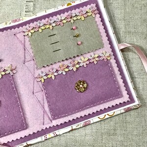 Large Needle Case With Scissor Pocket / Handmade Needle Book / Sewing ...
