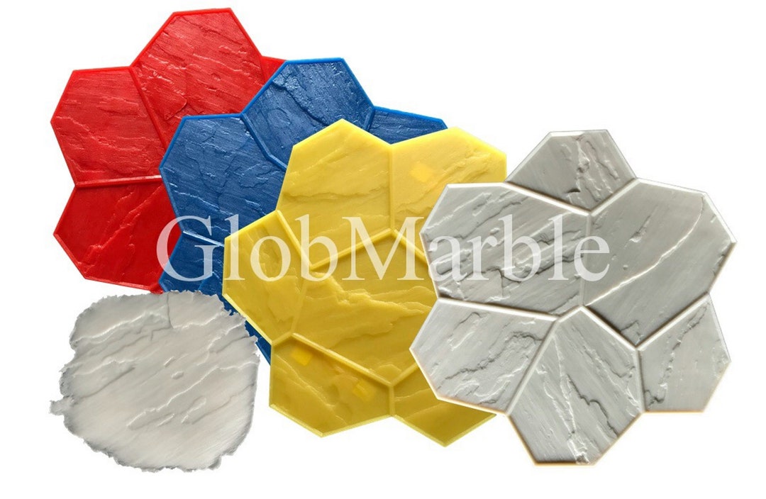 5 Pc Set of Random Stone Stamp Mats. Stamped Concrete Form Set - Etsy