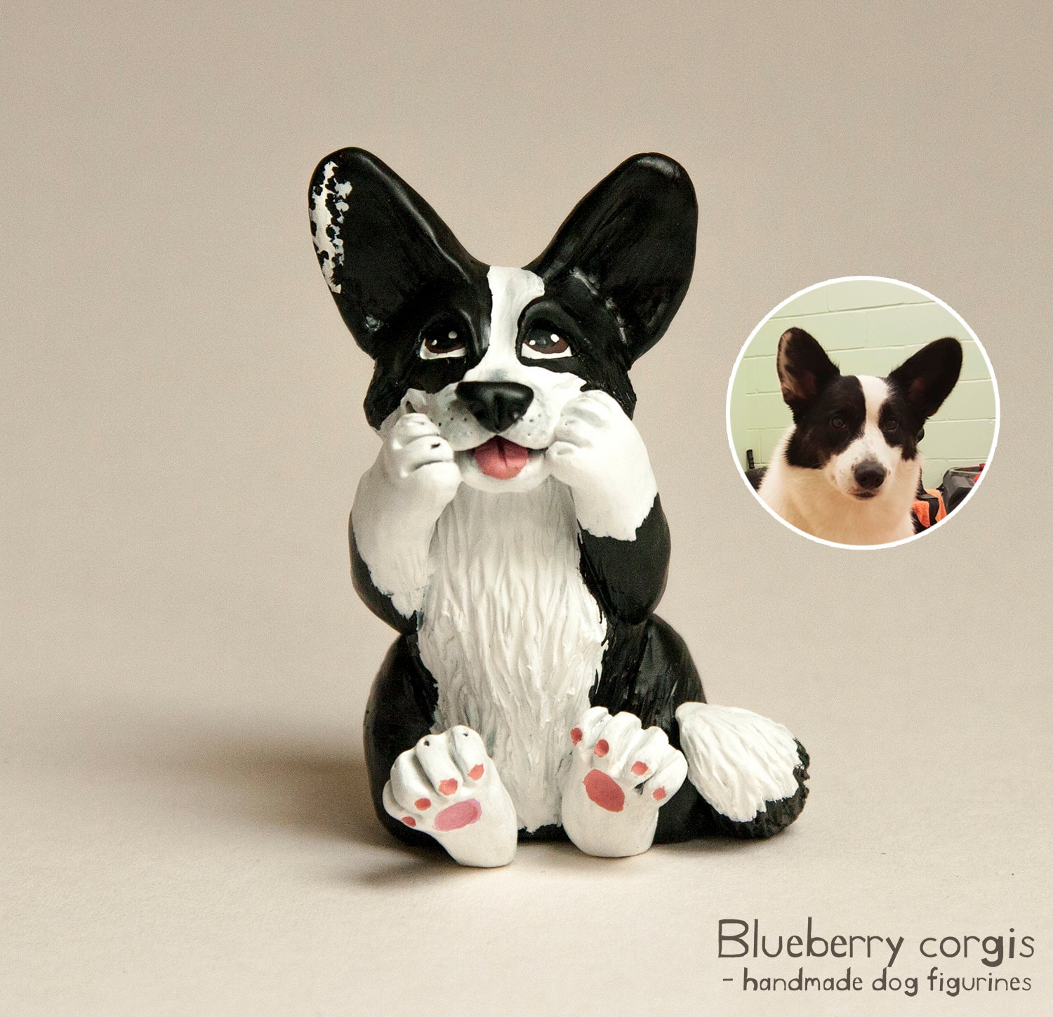 Single Welsh Corgi Figurine, Scuplture - Painted Basing on Photos, 100% ...