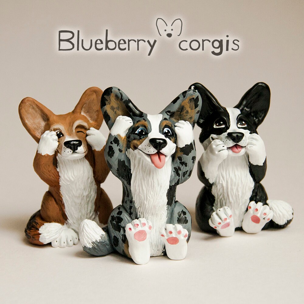 Single Welsh Corgi Figurine, Scuplture Painted Basing on Photos, 100% ...