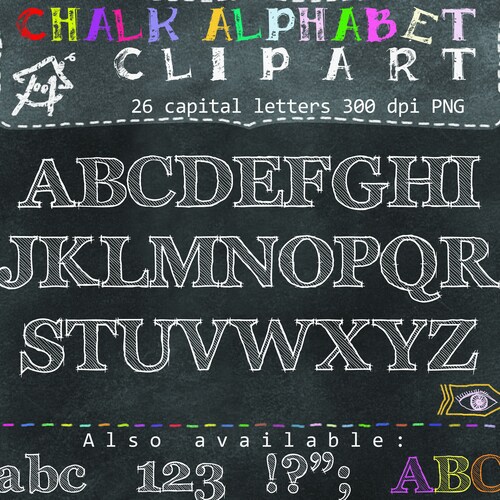 Chalkboard Alphabet Clipart Digital Chalk Clipart Digital - Etsy