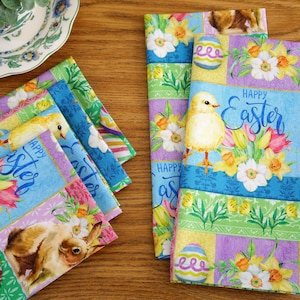 Easter Cloth Dinner Napkins - Easter Patchwork Bunny Rabbits, Baby ...