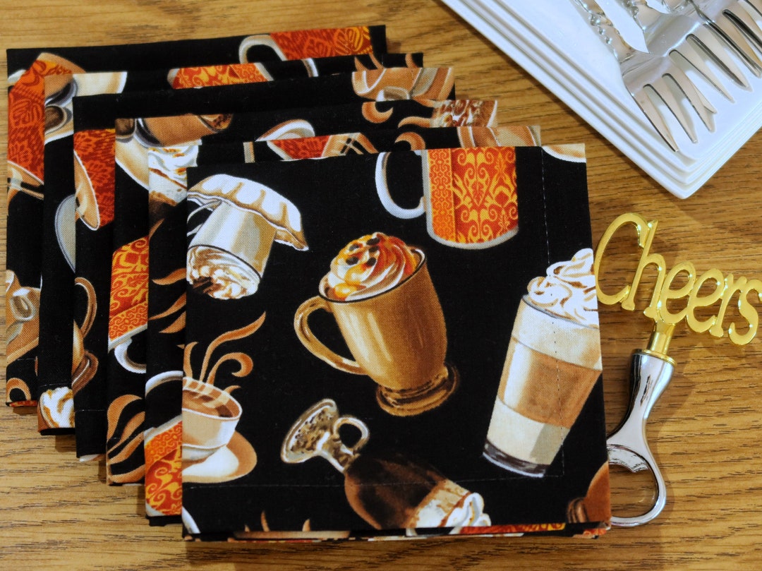 Coffee Cloth Cocktail Small Napkins - Cafe, Espresso, Latte Coffee Nook ...