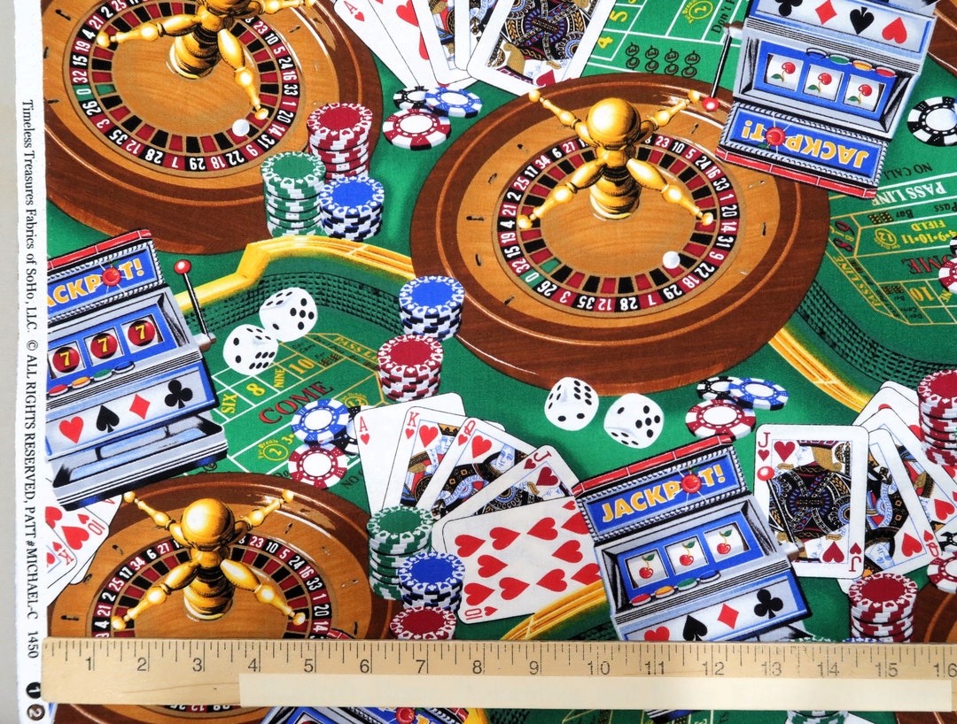 Timeless Treasures 100% Cotton Quilt Fabric - Casino Games Table - Las ...