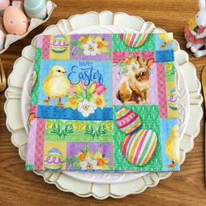 Easter Cloth Dinner Napkins - Easter Patchwork Bunny Rabbits, Baby ...