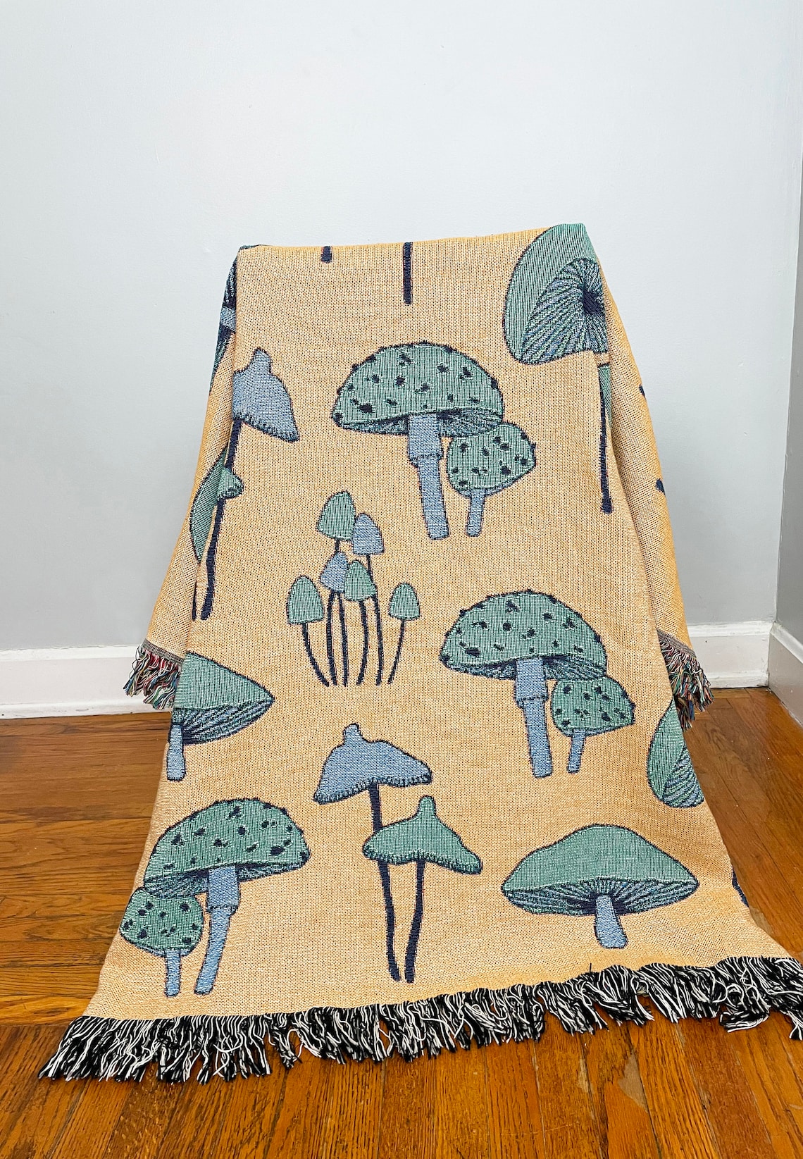 Retro Mushroom Woven Throw Blanket Fungi Pattern 60's - Etsy