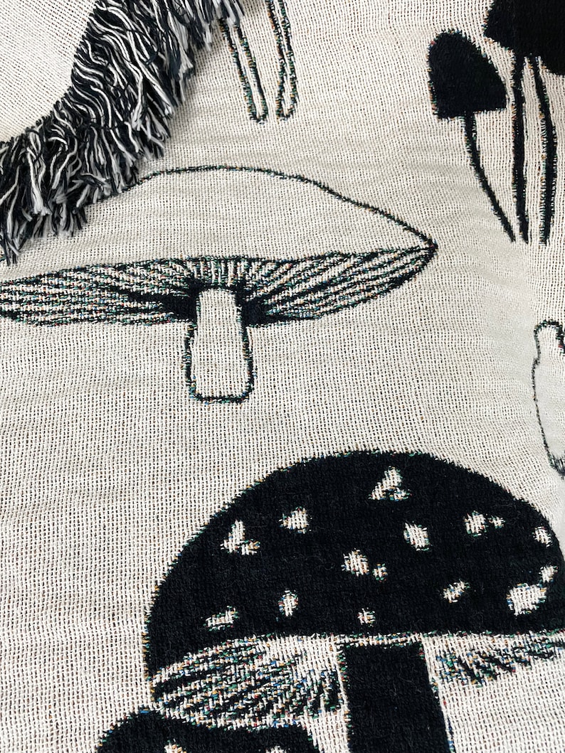 Retro Mushroom Woven Throw Blanket Fungi Pattern Boho - Etsy