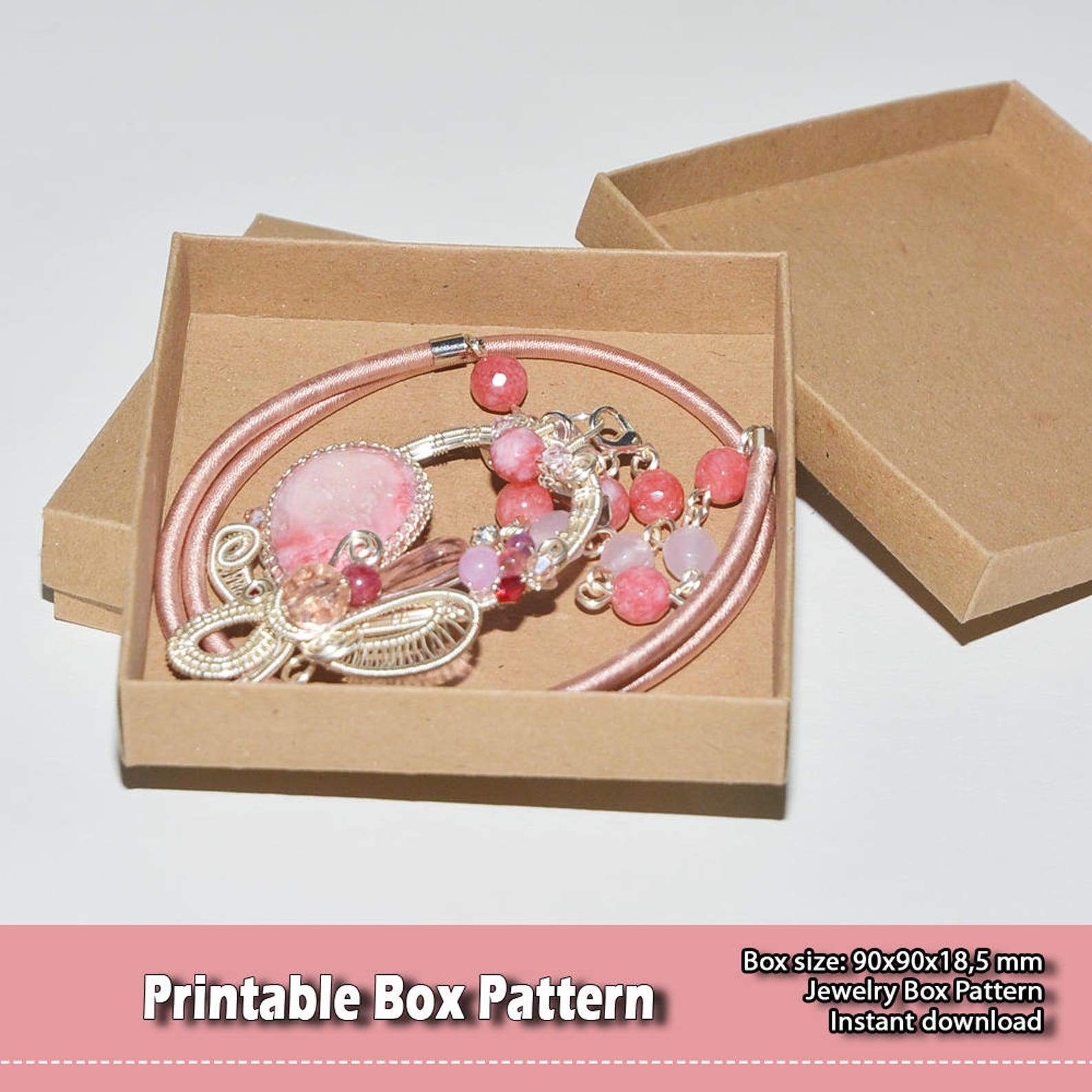 Printable Jewelry Box Pattern 9cm X 9cm X 1,85 Cm / Box Template ...