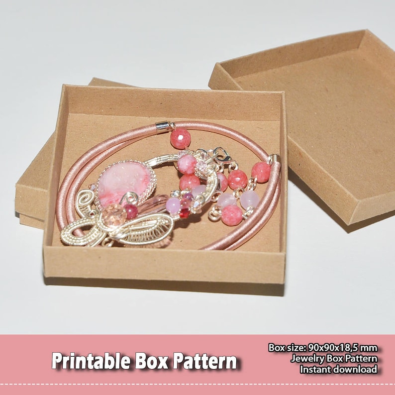 Printable Jewelry Box Pattern 9cm X 9cm X 1,85 Cm / Box Template ...