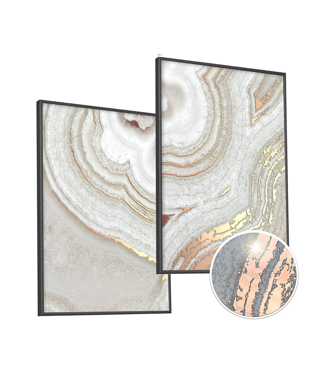 Beige Geode Rose Gold Wall Art, Set of 2 Prints, 50x70cm, Marble Wall ...