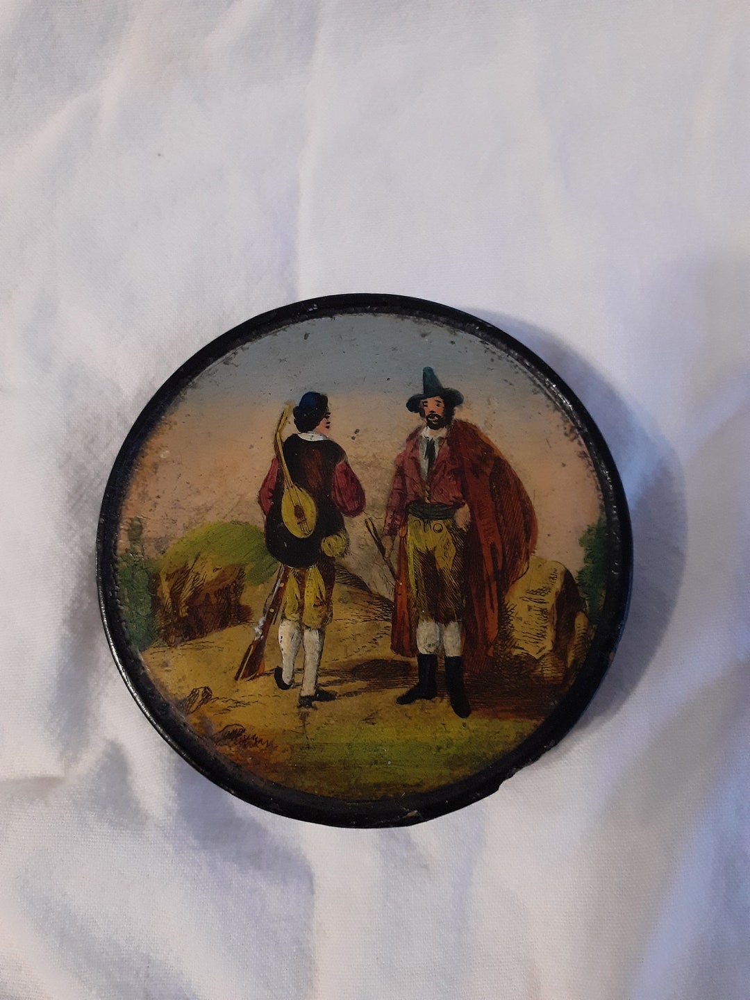 Antique, Hand Painted, Paper Mache, Snuff Box - Etsy