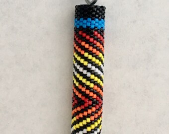 Peyote Stitch Bright Colors Beaded Keychain | Etsy