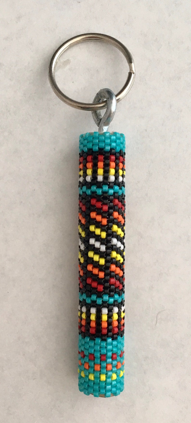 Peyote Stitch Bright Colors Beaded Keychain - Etsy