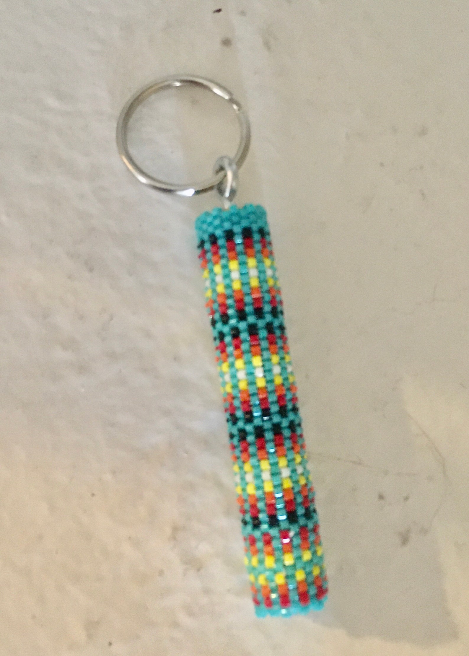 Peyote Stitch Multi Colored Beaded Keychain - Etsy