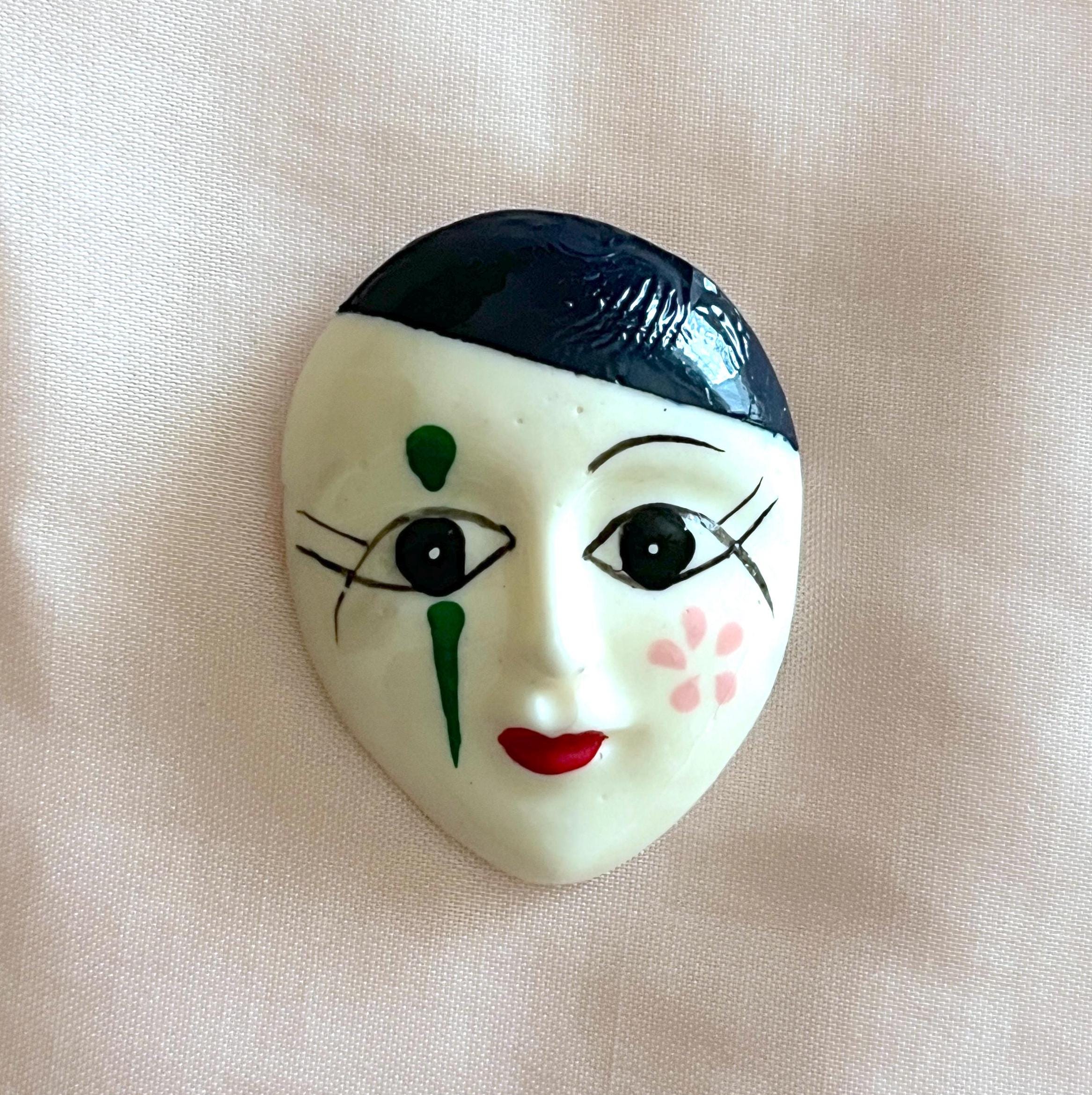 1980s Hand-painted Pierrot Brooch - Etsy