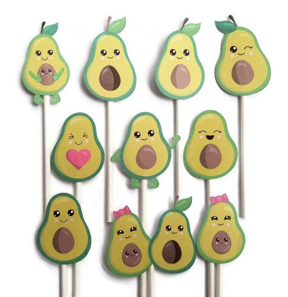 Avocado Cupcake Toppers Set of 12 Avocado Food Pick - Etsy