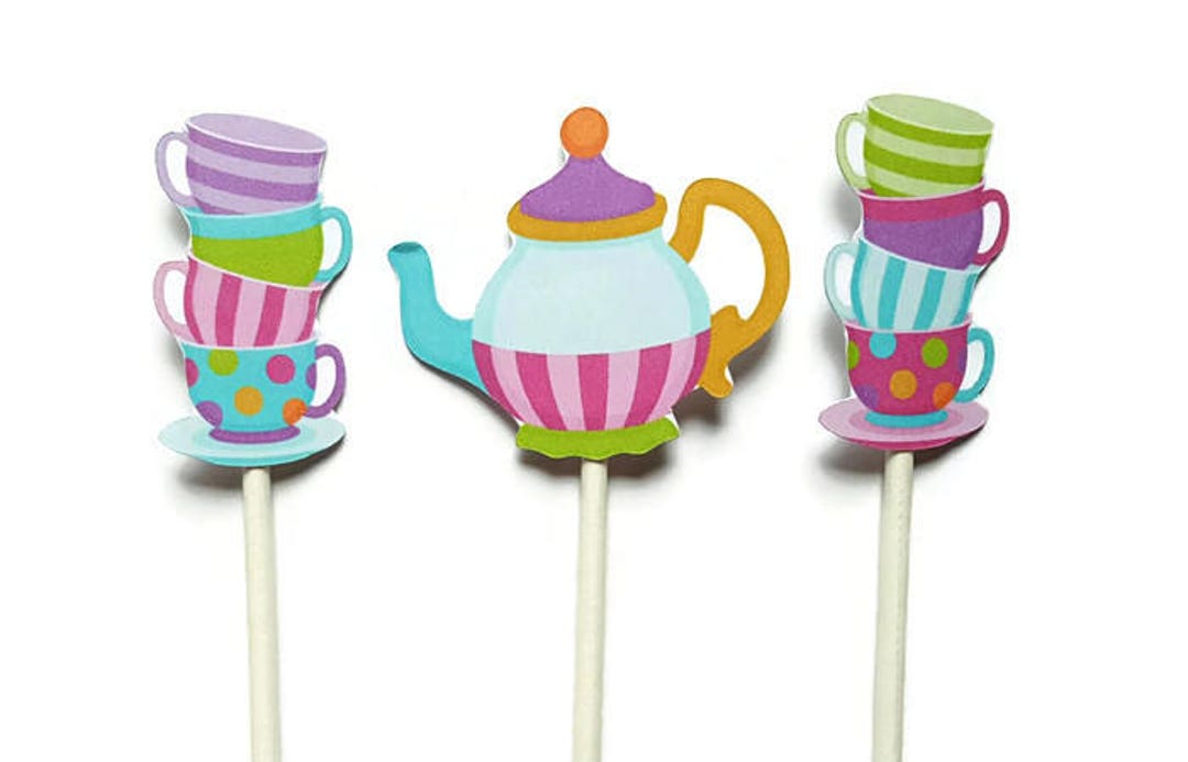 Tea Party Cupcake Toppers - Set of 12, Cake Toppers, Tea Party ...