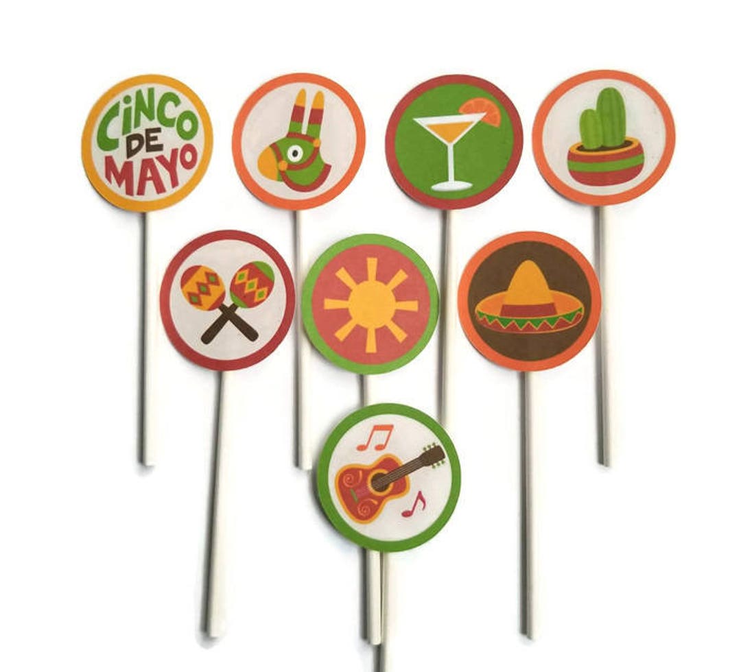 Cinco De Mayo Cupcake Toppers - Set of 12, Fiesta Party, Cinco De Mayo ...
