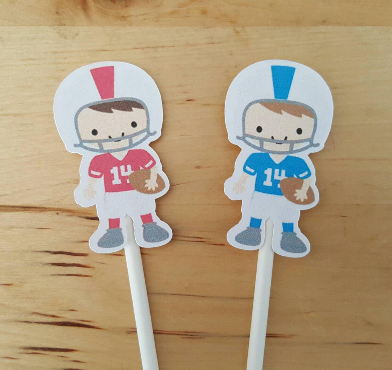 Football player cupcake toppers set of 12 football theme | Etsy