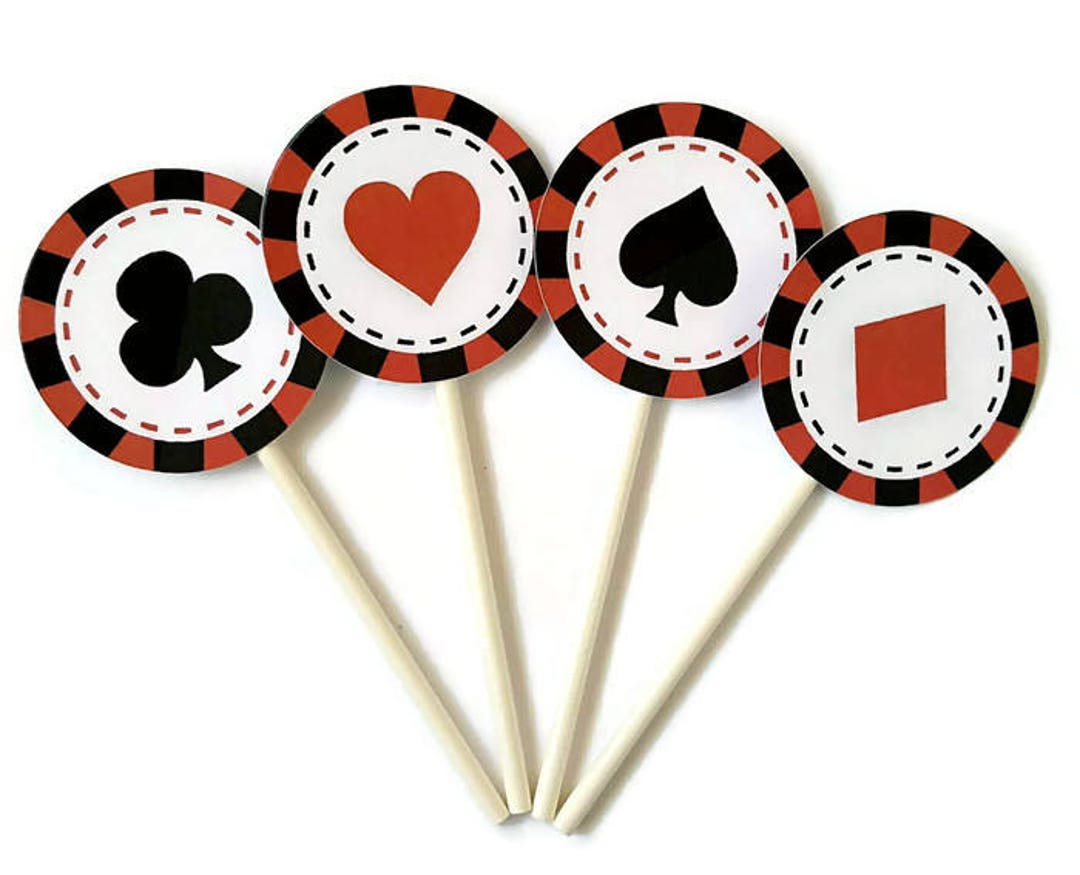 Casino Themed Cupcake Toppers Set of 12, Casino Theme, Poker Chips ...