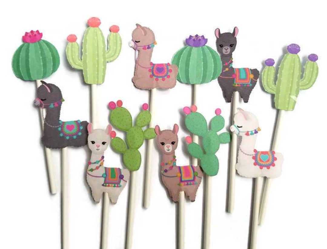 Llama and Cactus Cupcake Toppers - Set of 12 - Etsy