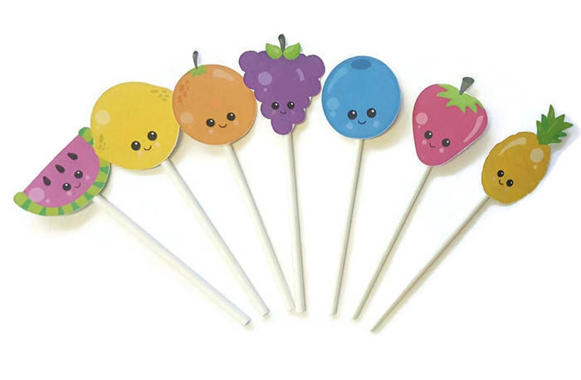 Fruit Cupcake Toppers Set of 12 Tutti Frutti Fruit Theme - Etsy