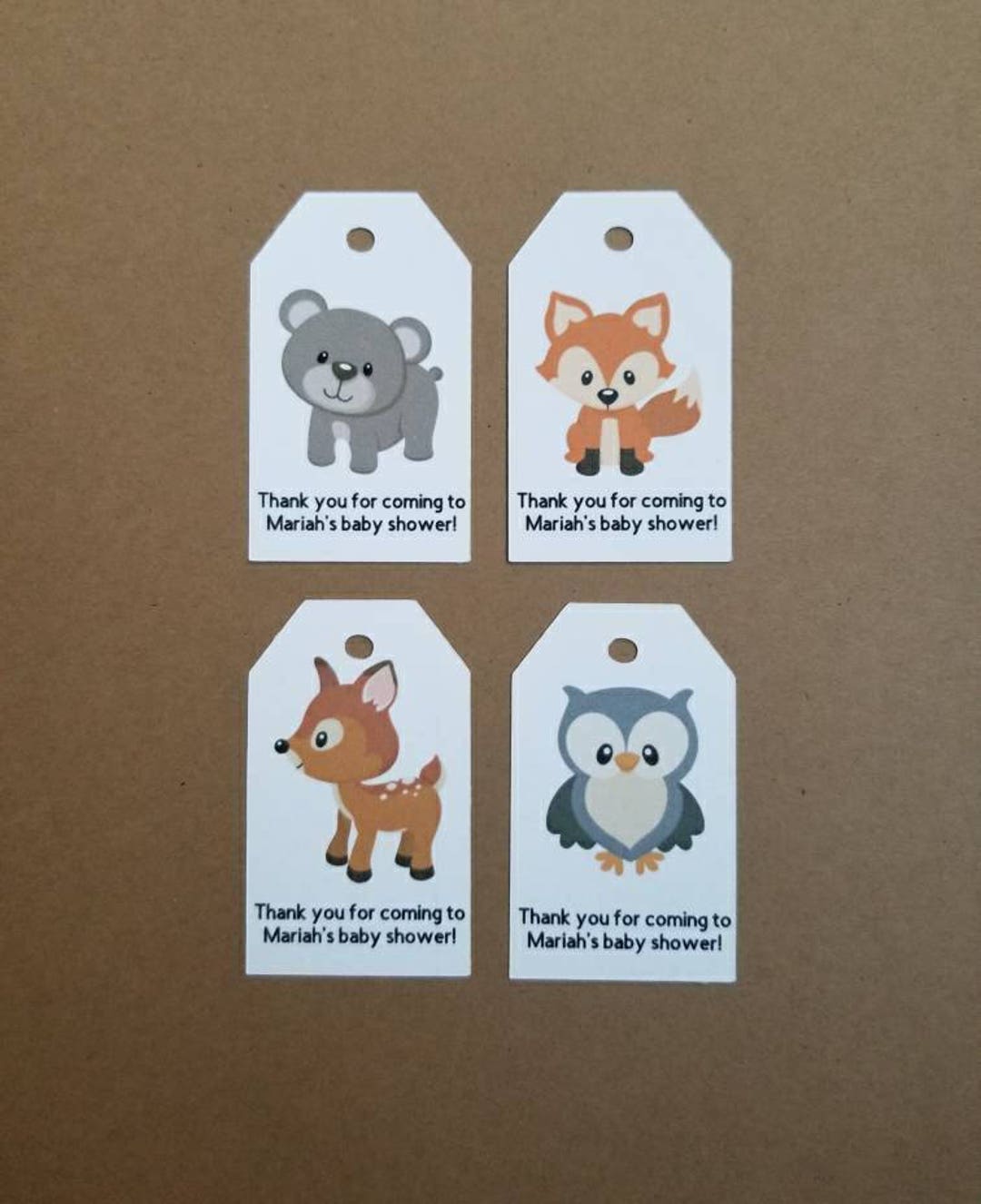 Woodland Theme Thank You/gift Tags - Set of 12, Woodland Animals ...