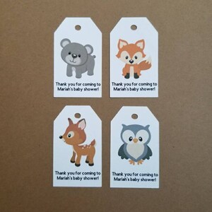 Woodland Theme Thank You/gift Tags - Set of 12, Woodland Animals ...