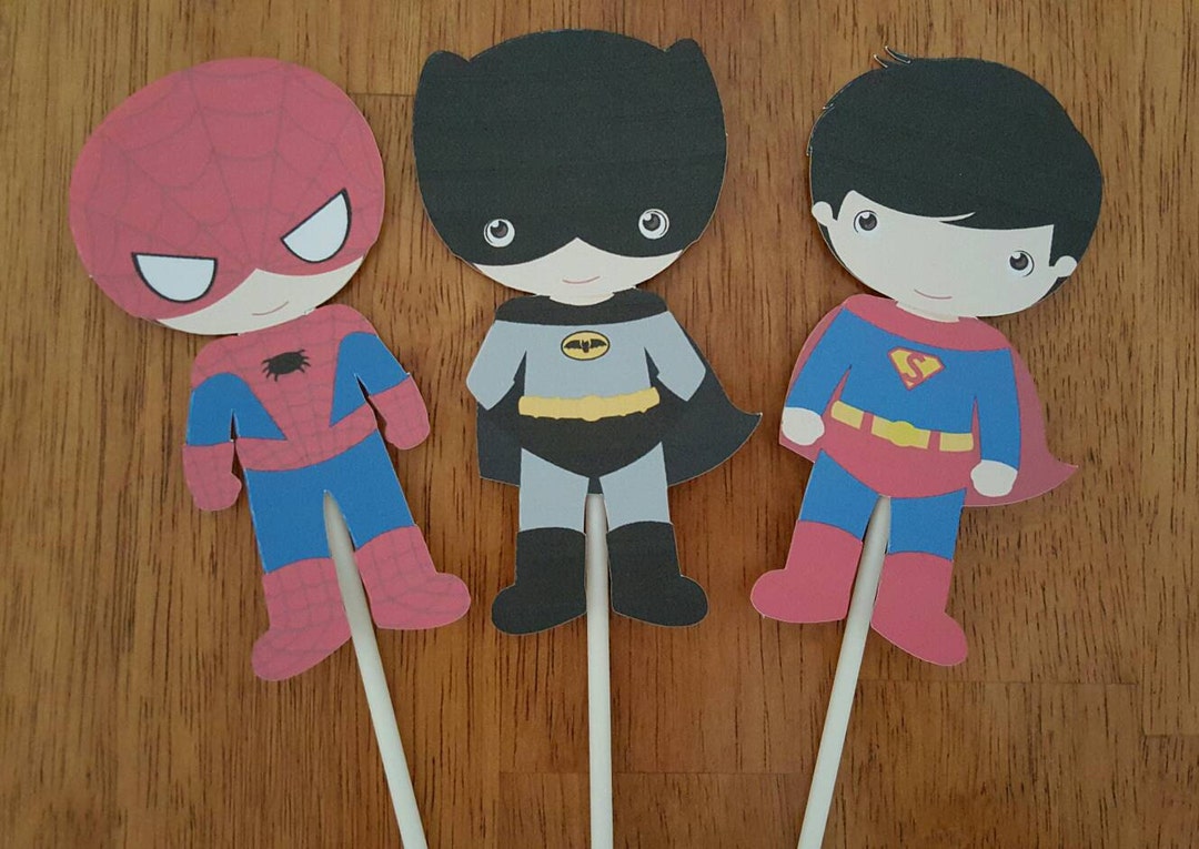 Superhero Cake Toppers, Superhero Centerpieces - Set of 3 - Etsy