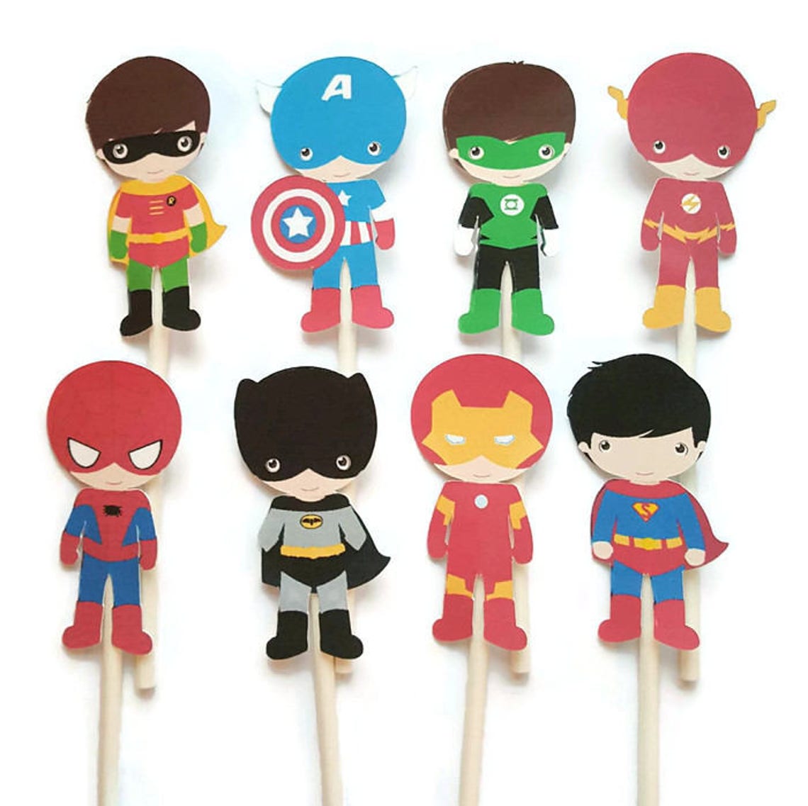 Superhero Cupcake Toppers Set of 12 Superhero Theme Cake - Etsy