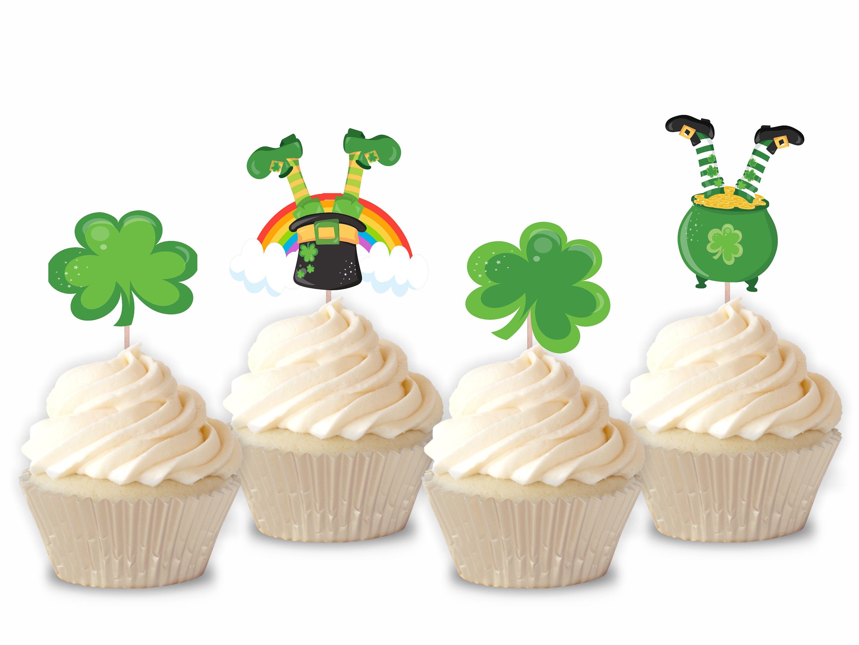 St Patrick's Day Cupcake Toppers Set of 12 - Etsy
