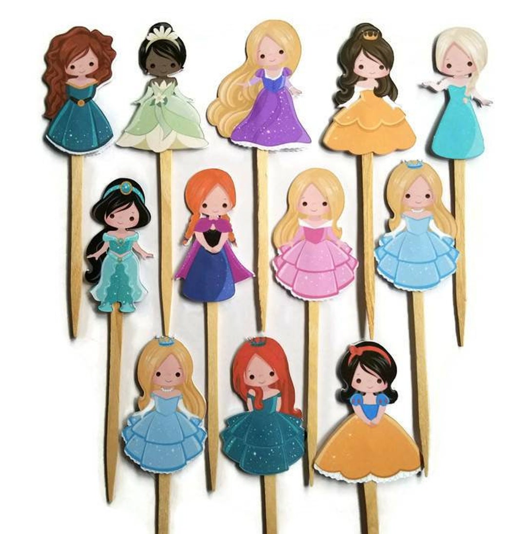 Princess Cupcake Toppers - Set of 12, Double Sided Princess, Cake ...