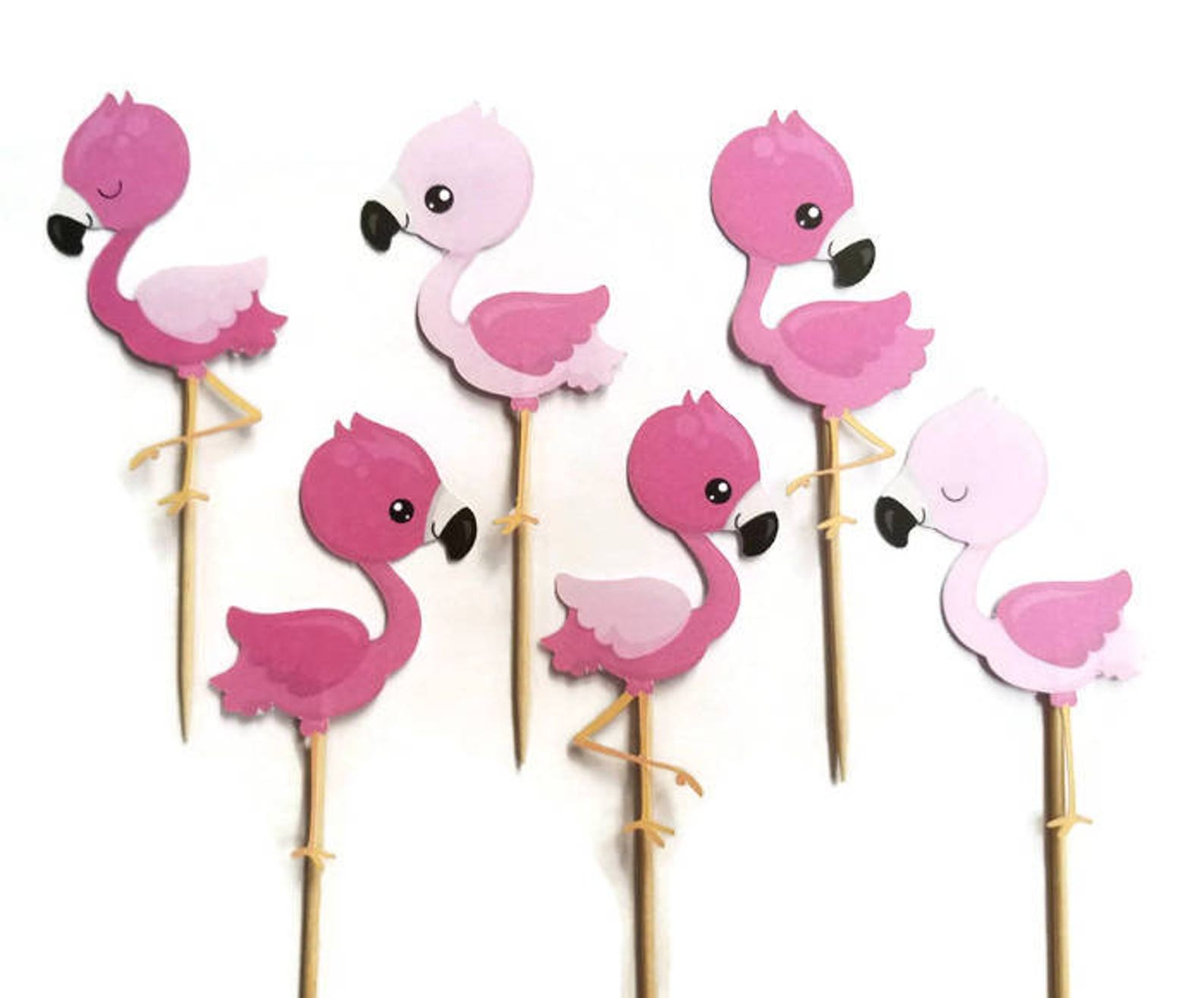 Flamingo Cupcake Toppers - Set of 12 Flamingos, Flamingo Cake, Food ...