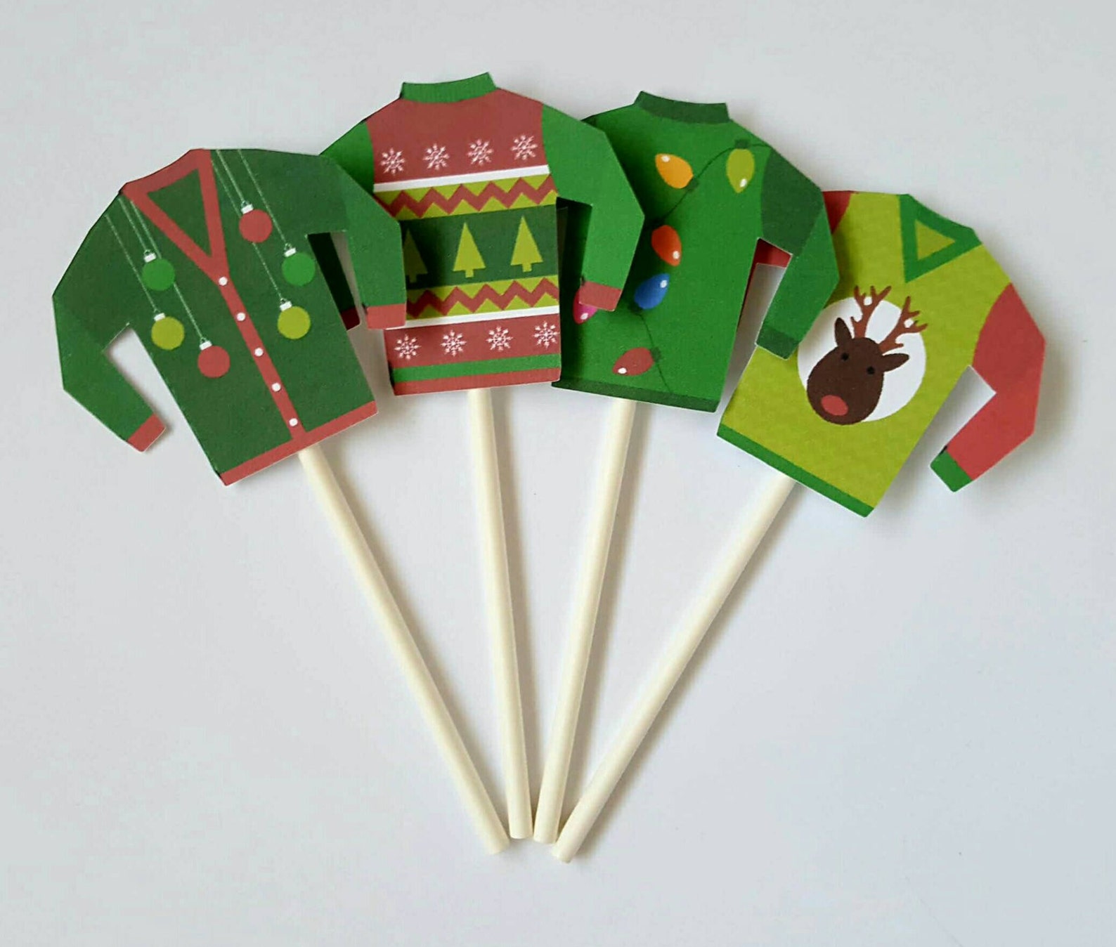 Ugly sweater cupcake toppers set of 12 cake toppers | Etsy