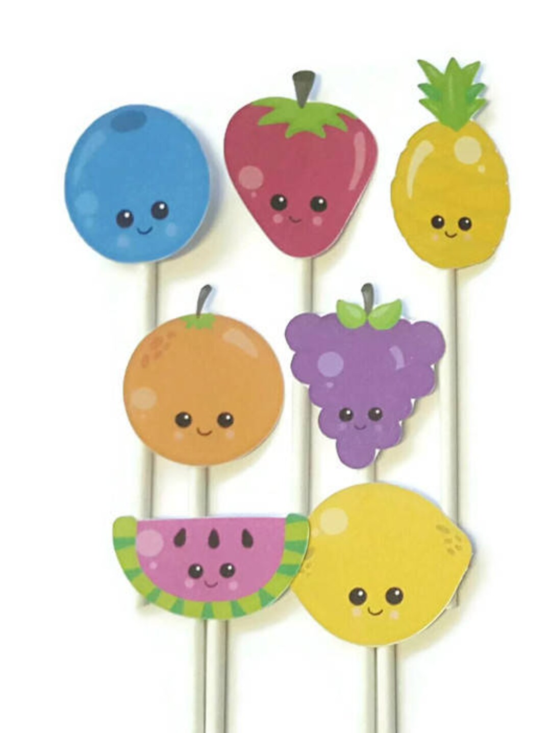 Fruit Cupcake Toppers - Set of 12 Tutti Frutti, Fruit Theme Cupcakes ...