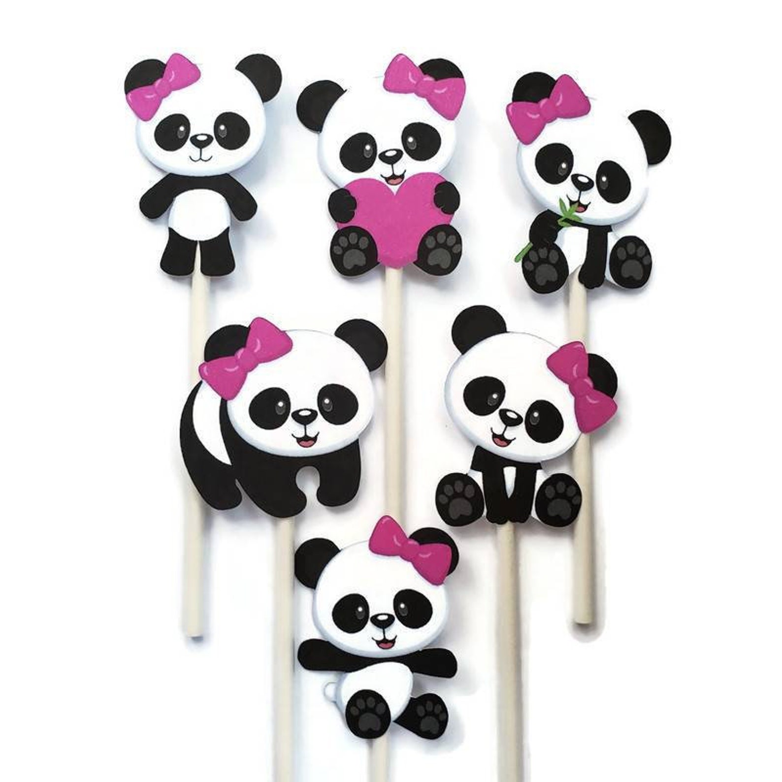 Panda Cupcake Toppers Set of 12 Panda Cake Topper Panda - Etsy
