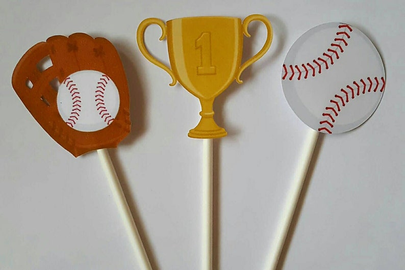 Baseball Cupcake Toppers Set of 12 Baseball Theme Party - Etsy