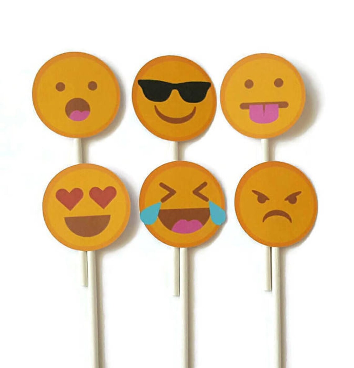 Emoji Cupcake Toppers - Set of 12 - Etsy