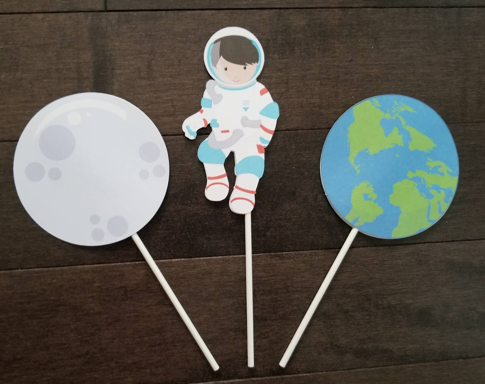 Space cake toppers set of 3 space party space theme | Etsy