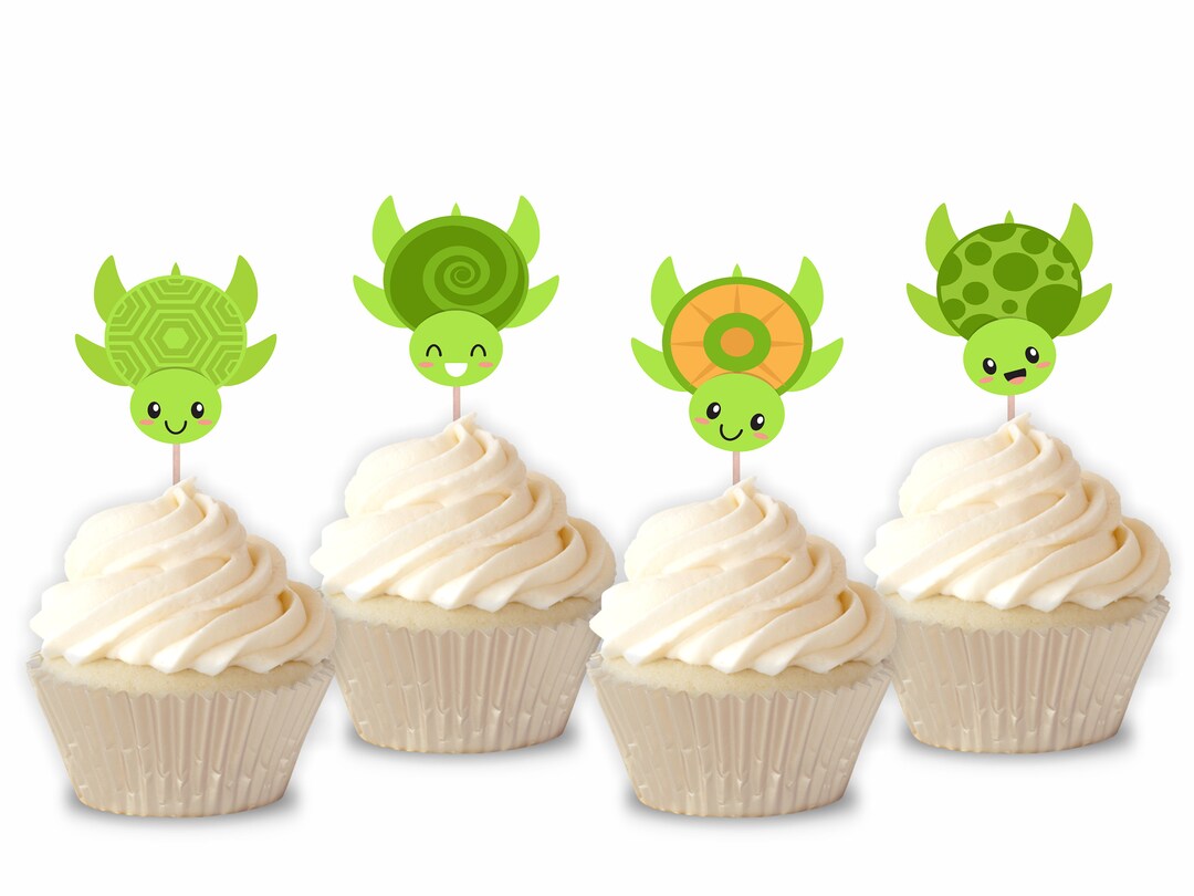 Turtle Cupcake Toppers - Set of 12 Food Picks, Turtle Party Picks - Etsy