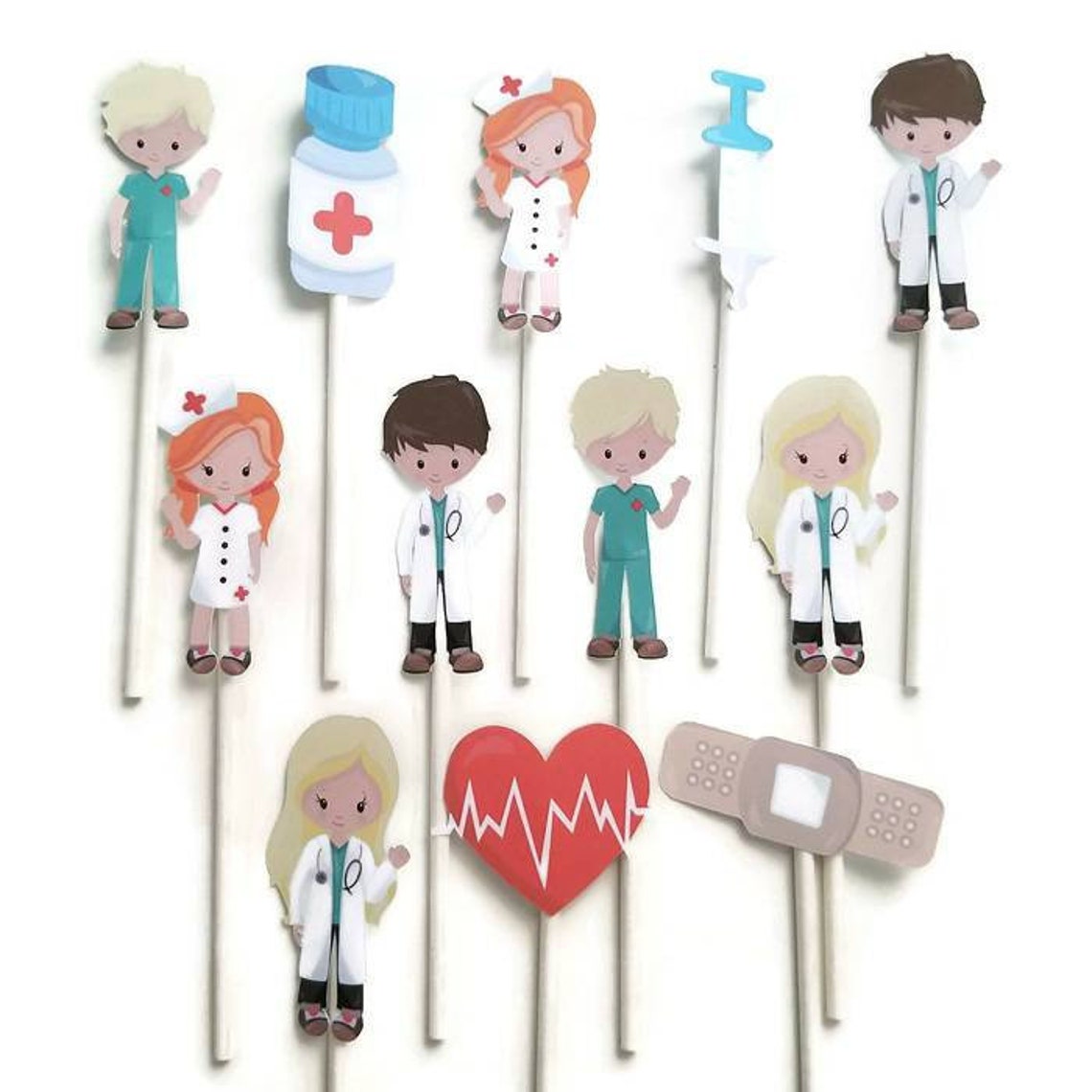 Doctor Cupcake Toppers Set of 12 Doctor Party Nurse Theme - Etsy