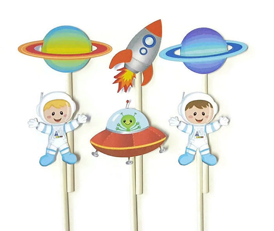Space Cupcake Toppers Set of 12 Space Party Space Theme | Etsy