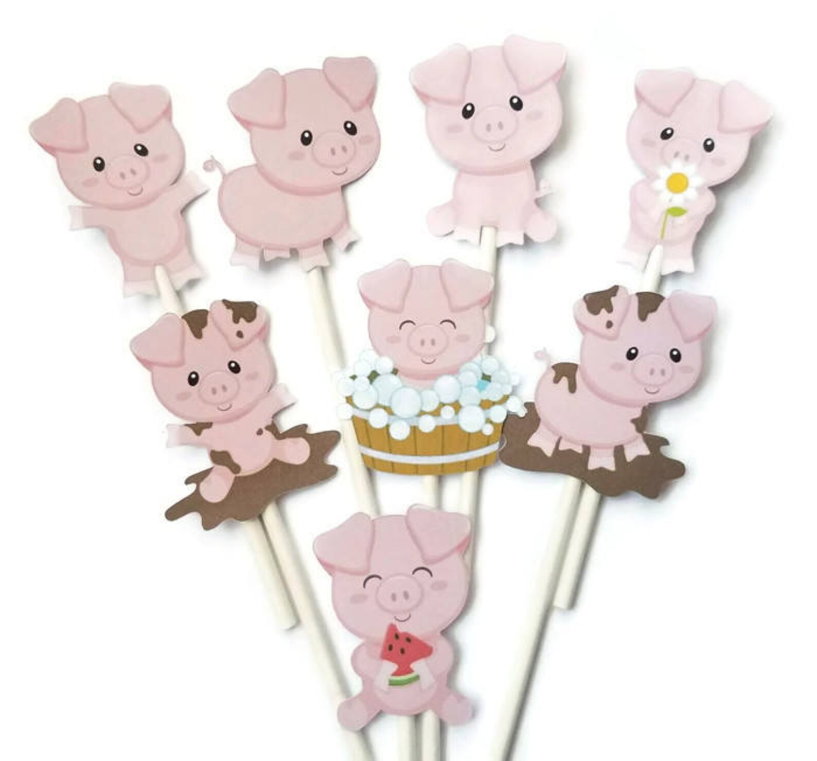 Pig Cupcake Toppers Barnyard Farm Theme Set of 12 - Etsy