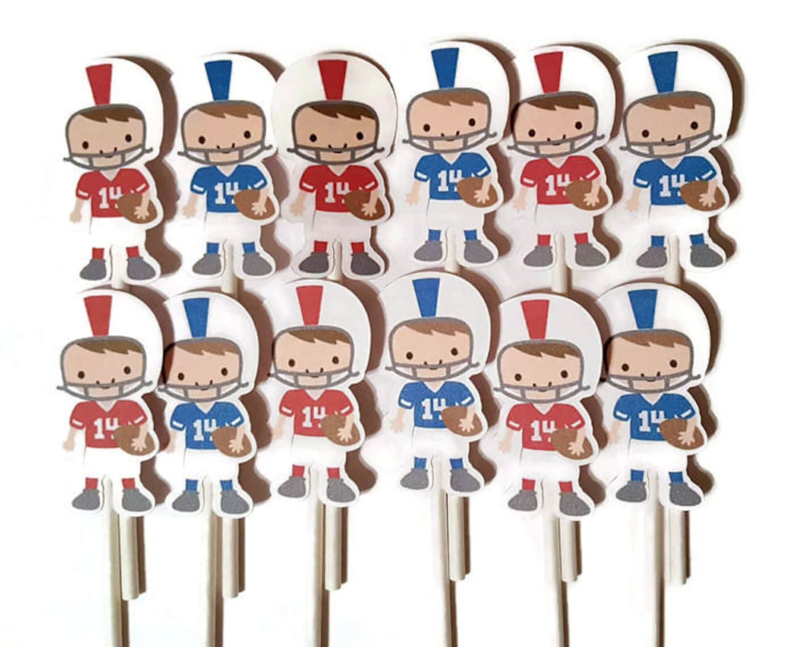 Football Player Cupcake Toppers Set of 12 Football Theme - Etsy