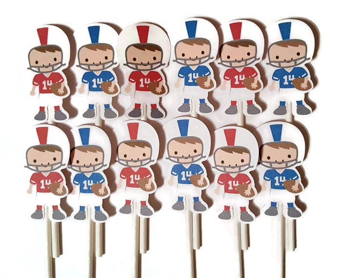 Football player cupcake toppers set of 12 football theme | Etsy