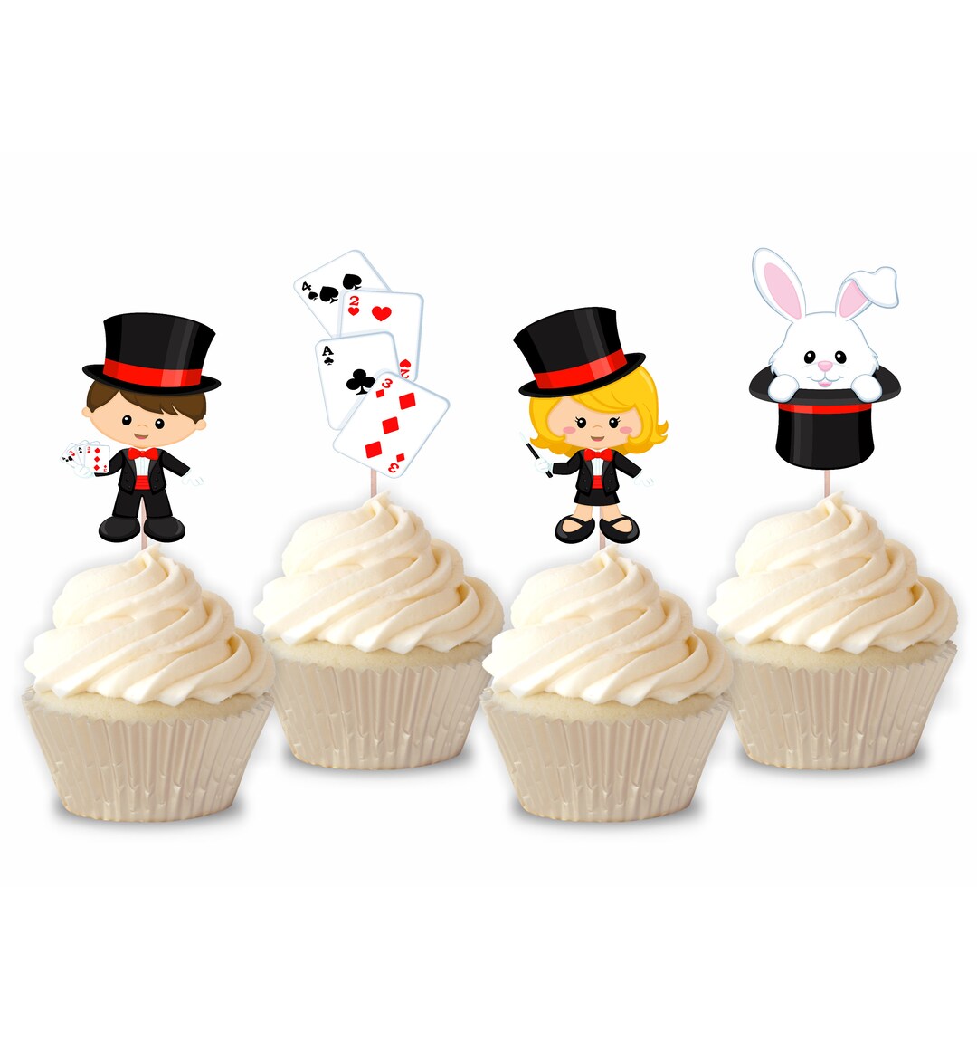 Magician Cupcake Toppers - Set of 12, Magic Party, Magic Theme, Magic ...
