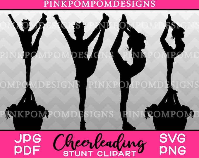 Cheer Stunt SVG and Digital Clipart Set - Cheer Svg – Stunt Svg ...