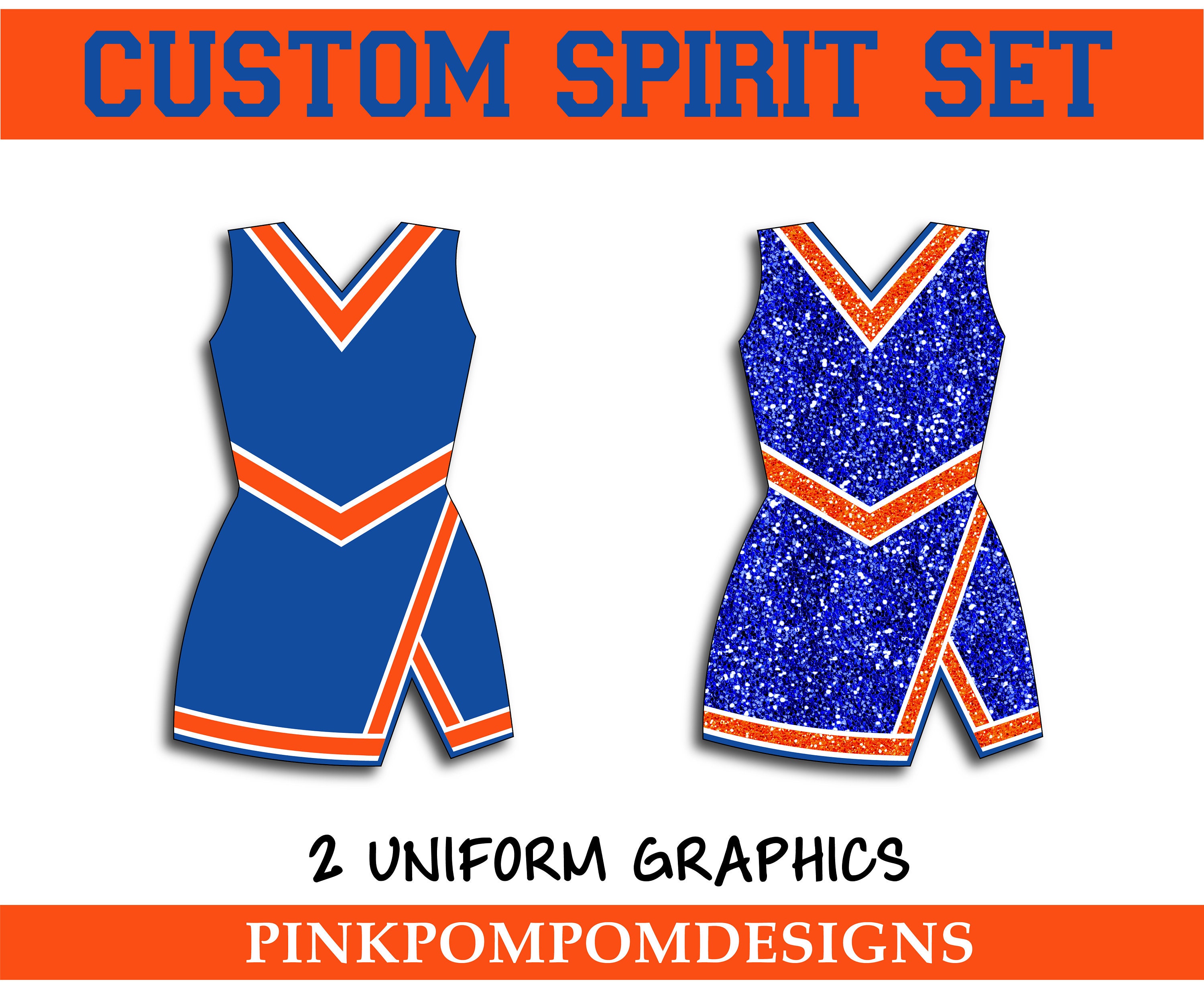 Glitter and Glam Custom Cheer Spirit Set Digital Clip Art - Blue and ...