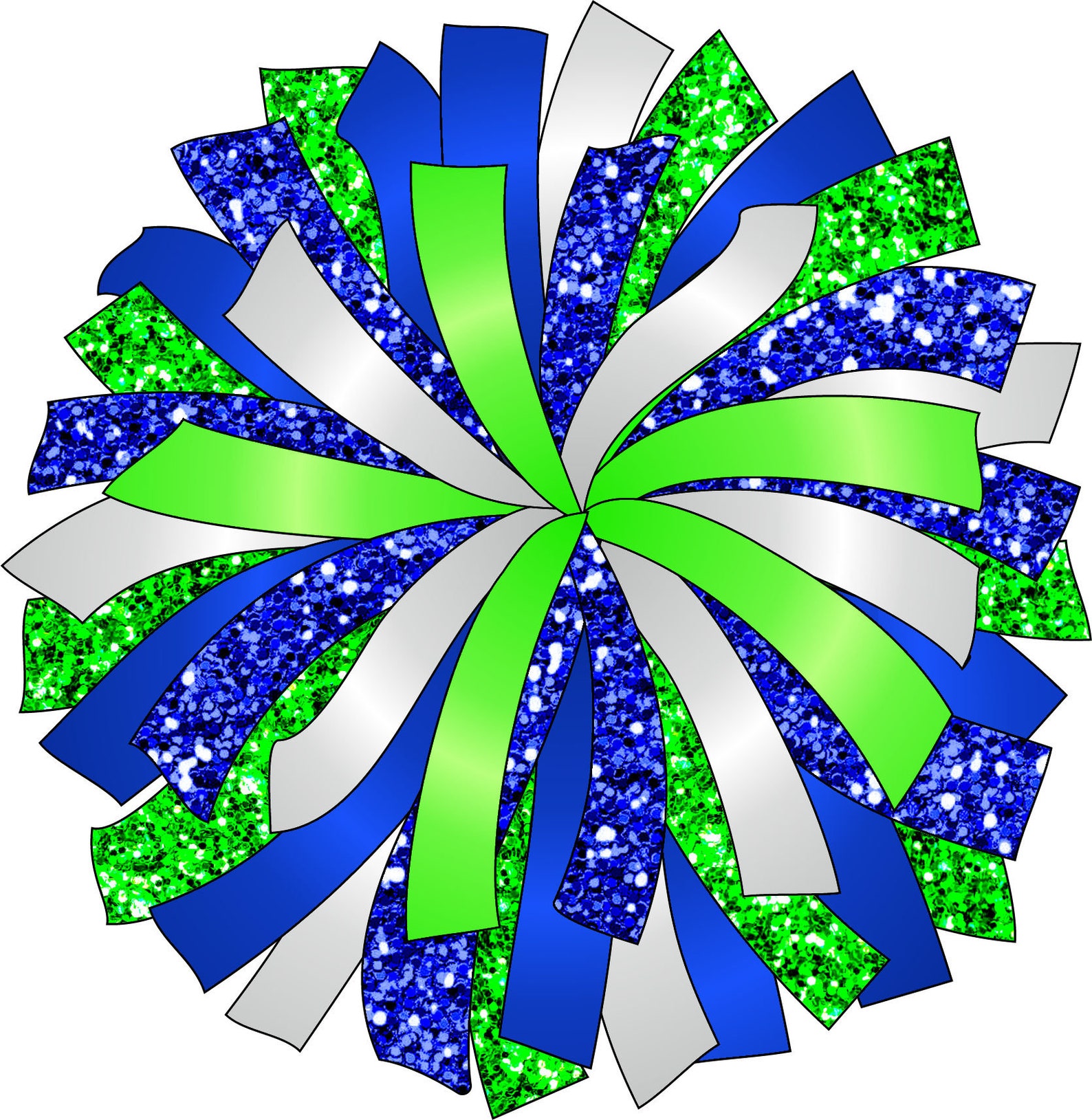 CUSTOM POM - Glitter and Glam Pom Pom Digital Clipart - Royal Blue Neon ...